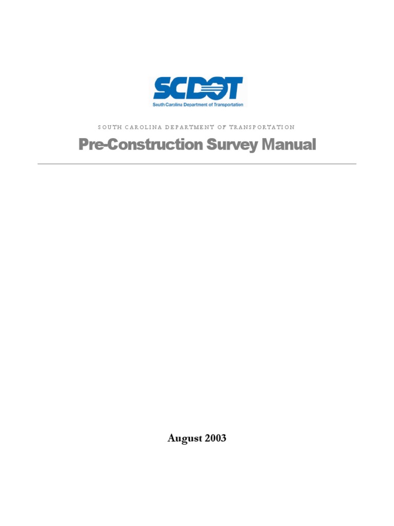 SCDOT Pre-Construction Survey Guide | PDF | Surveying | Land Lot