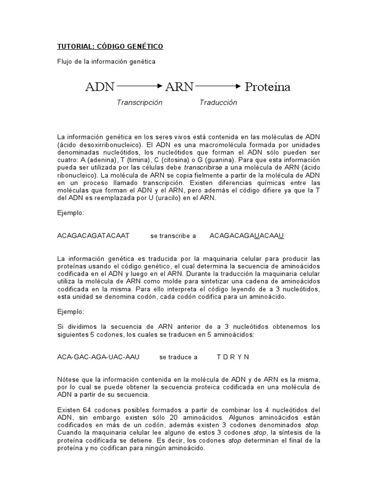 Tutorial CodigoGenetico | PDF | Codigo genetico | Adn