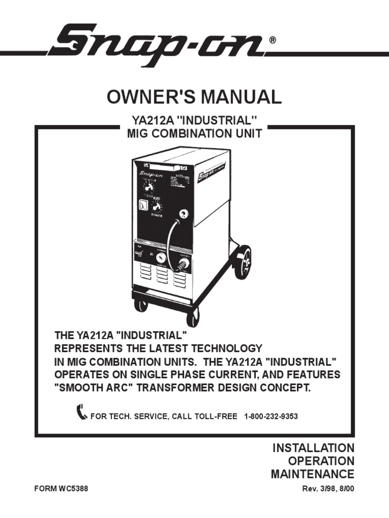 Owner'S Manual: Ya212A "Industrial" Mig Combination Unit | PDF ...