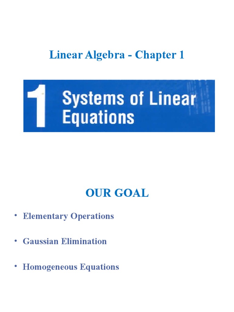 Linear Algebra - Chapter 1 | PDF | System Of Linear Equations | Mathematical Relations