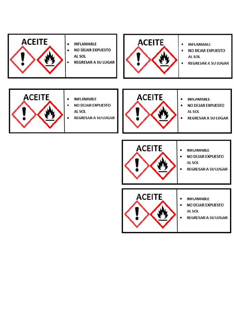 Etiquetas SGA Aceite | PDF
