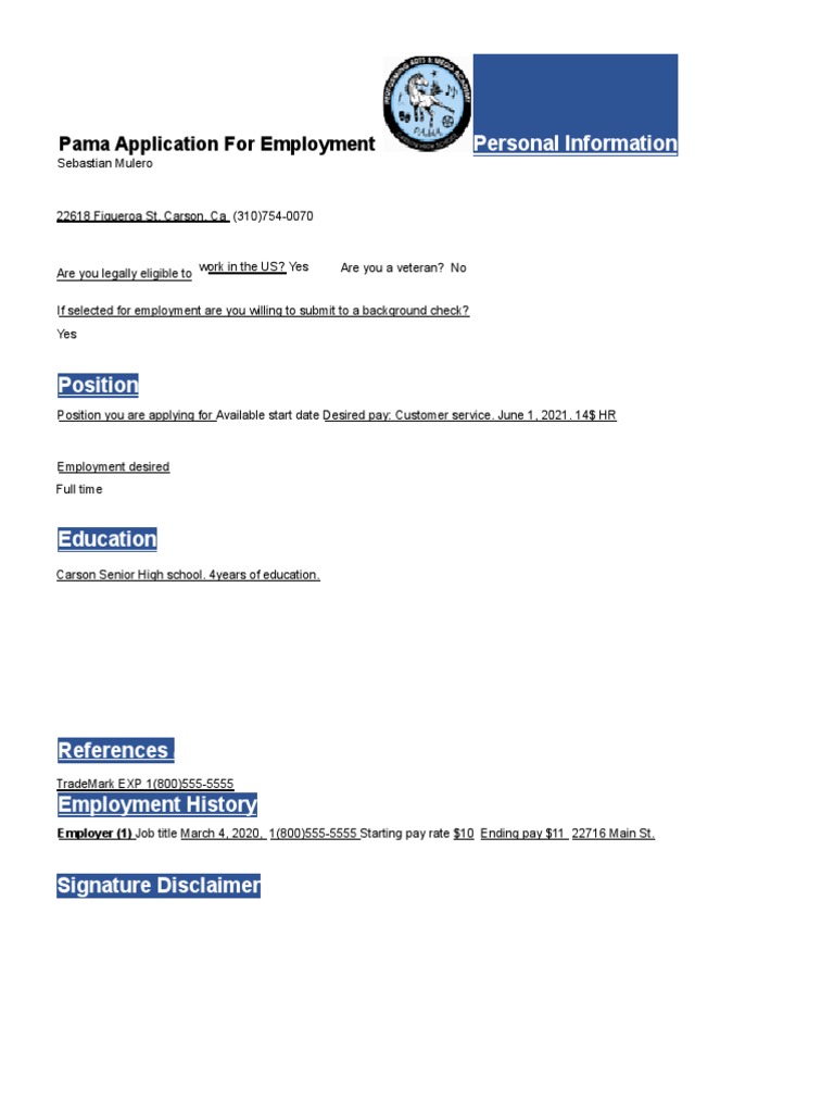 Job-Application-Pama | PDF