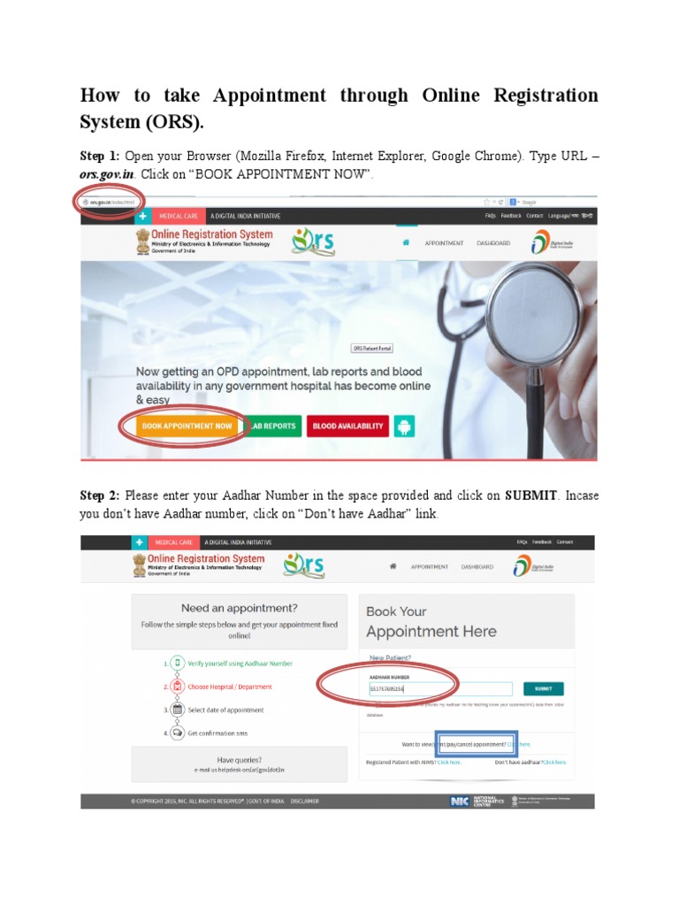 Step by Step Process For Ors Appointment | PDF