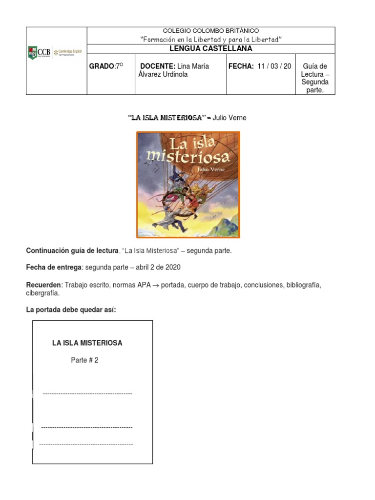 Guía de Lectura (7) - La Isla Misteriosa (Segunda Parte) | PDF | La ...