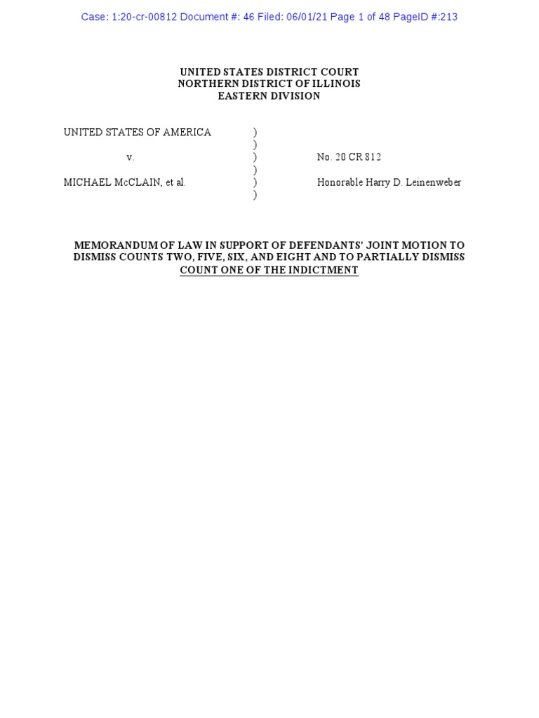 McClain Et Al Motion To Dismiss | PDF | Bribery | Conspiracy (Criminal)