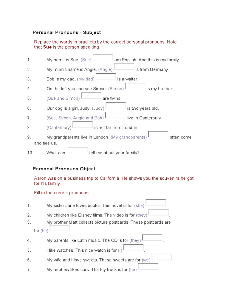 Personal Pronouns - Subject | PDF | Language Mechanics | Morphology