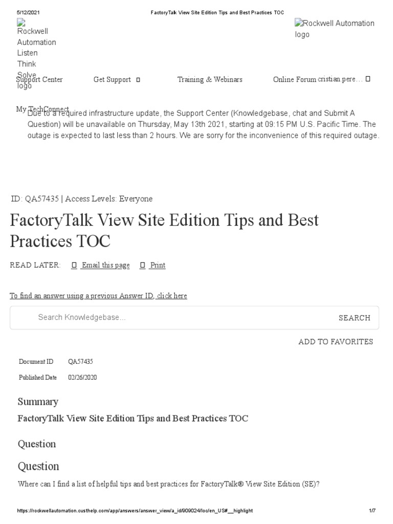 FactoryTalk View Site Edition Tips and Best Practices TOC | PDF | Visual Basic For Applications ...