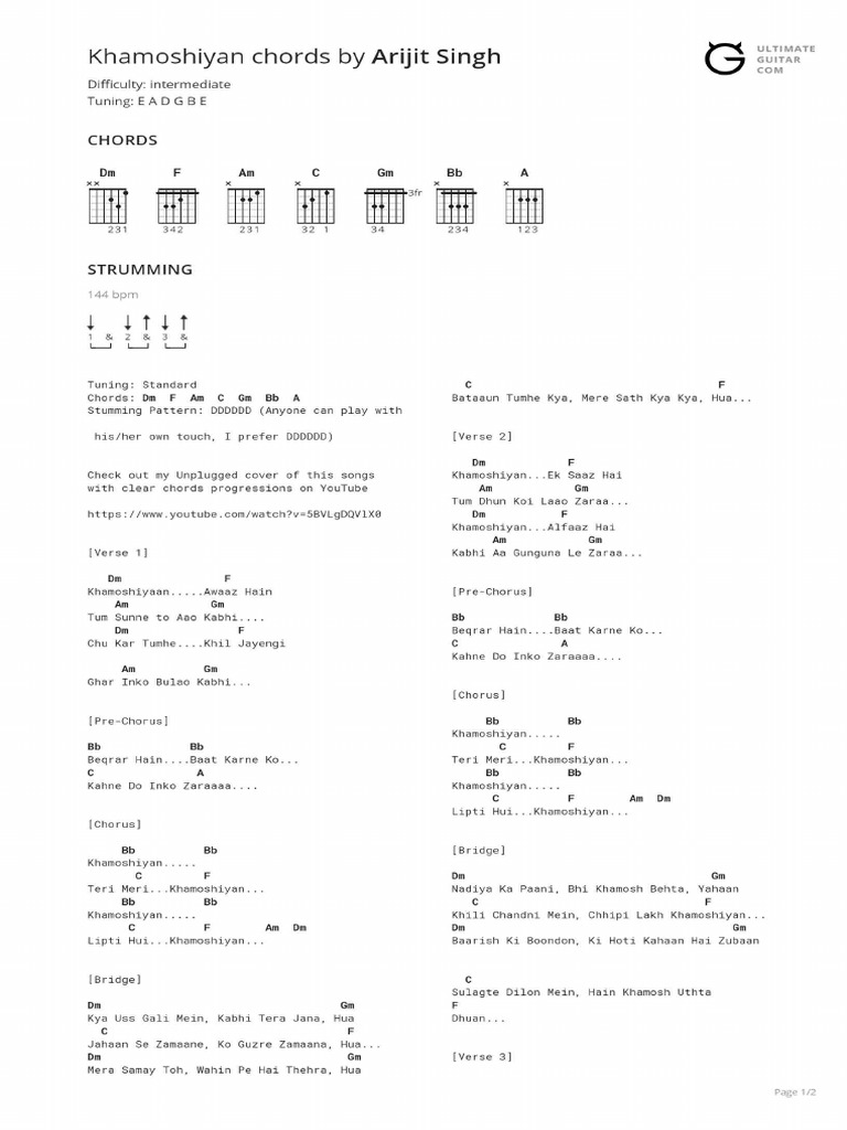 Khamoshiyan Chords | PDF