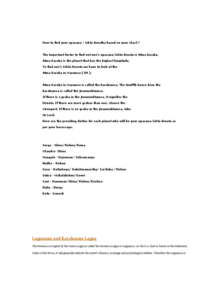 Finding Your Ishta Devata via Karakamsa | PDF | Planets In Astrology ...