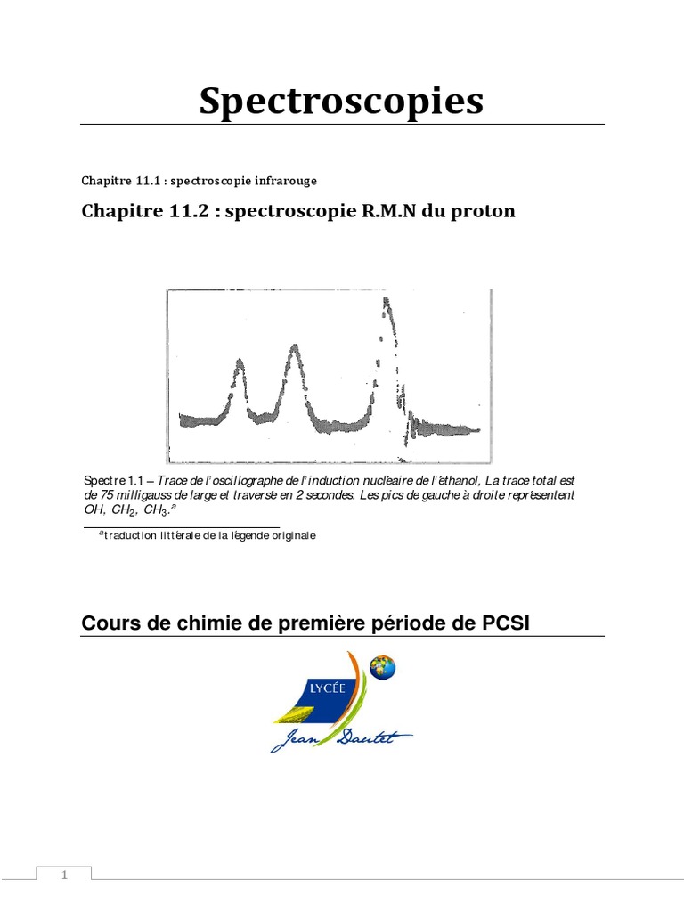Introduction à la Spectroscopie Infrarouge et RMN | PDF | Résonance ...
