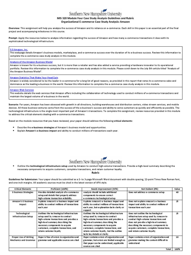 MIS 320 Module Four Case Study Analysis Guidelines and Rubric ...
