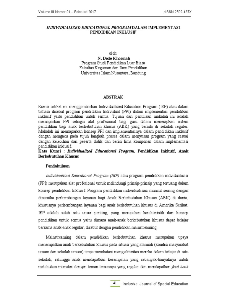 Program Pendidikan Inklusif ABK | PDF