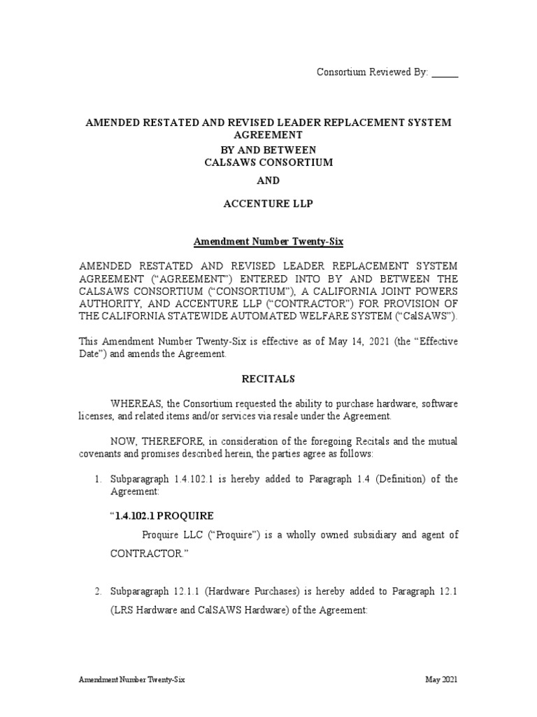 7 - Accenture LRS Amendment 26 Proquire Final 05052021 | PDF | License ...