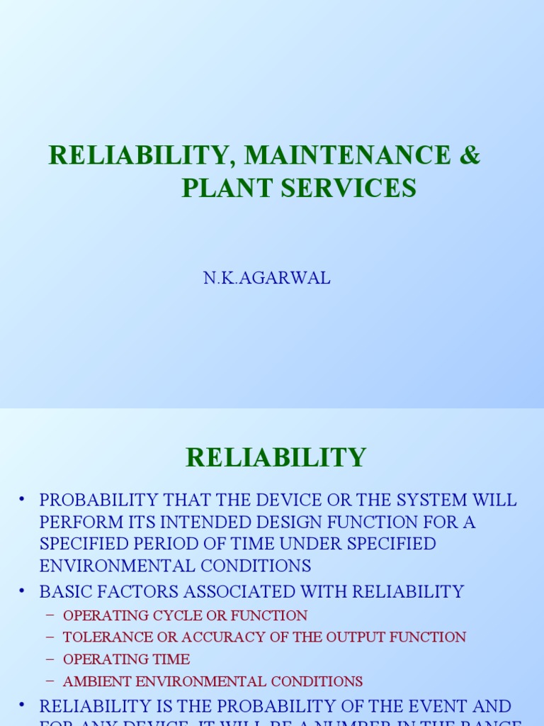 Reliability, Maintenance & Plant Services: N.K.Agarwal | PDF ...