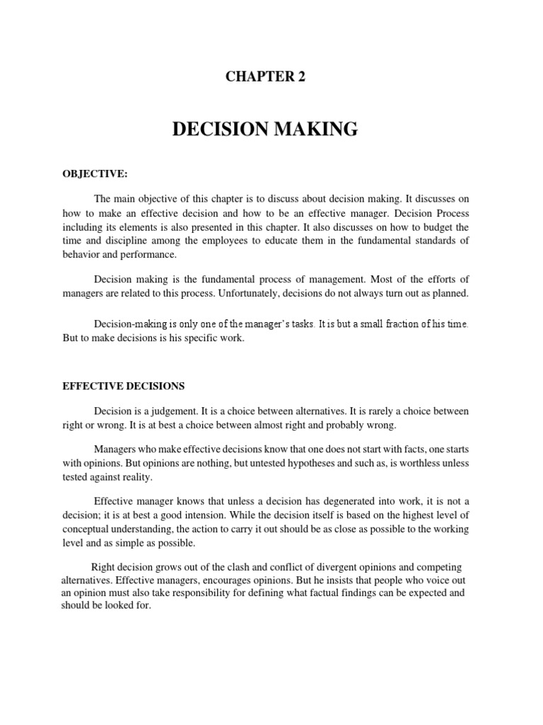 Chapter 2 DECISION MAKING | Download Free PDF | Decision Making | Risk