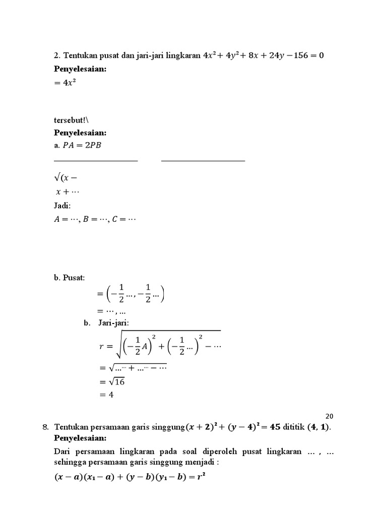Latihan Soal Lingkaran | PDF