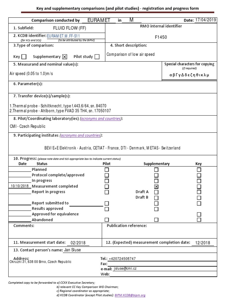 Euramet.m.ff-S11 Registration and Progress Form | PDF | Teaching Mathematics | Science