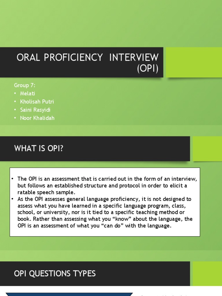 Oral Proficiency Interview | PDF