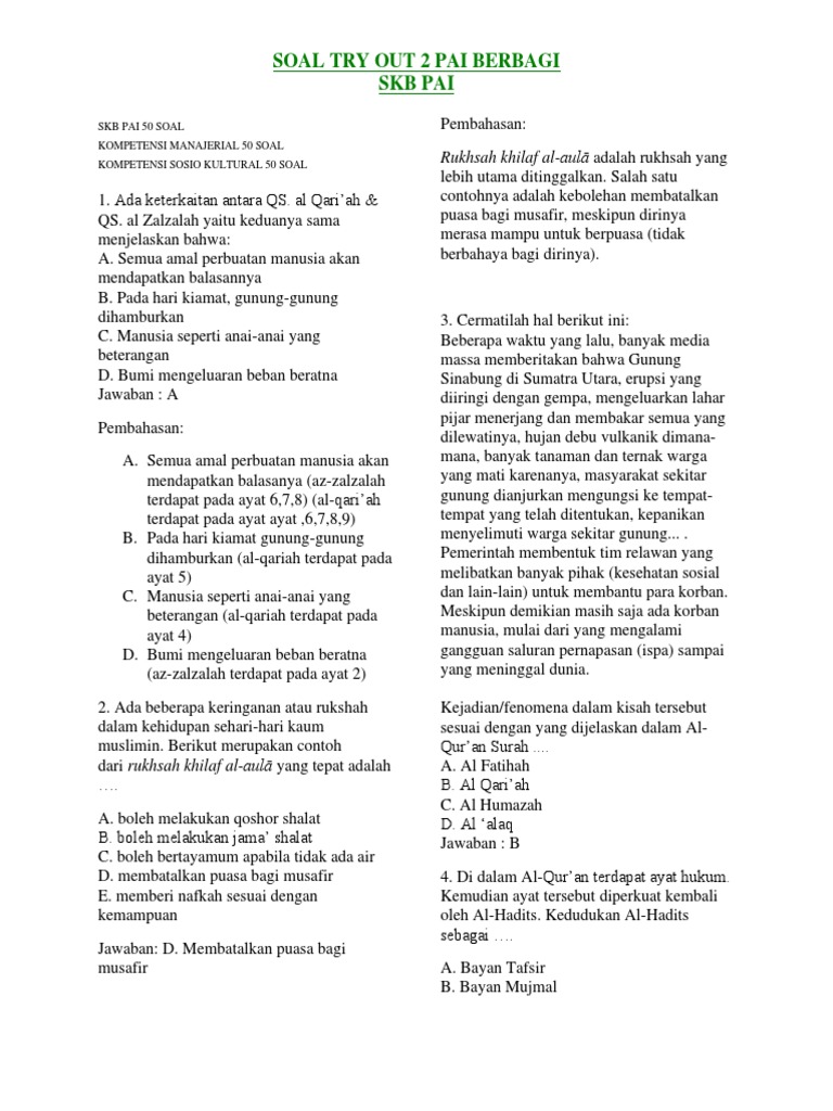 Try Out 2 Pai Berbagi | PDF | Agama & Spiritualitas