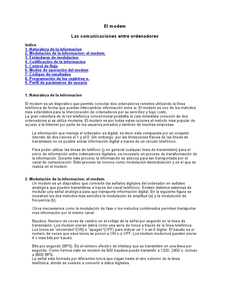 Funcionamiento y Tipos de Modems | PDF | Módem | Modulación