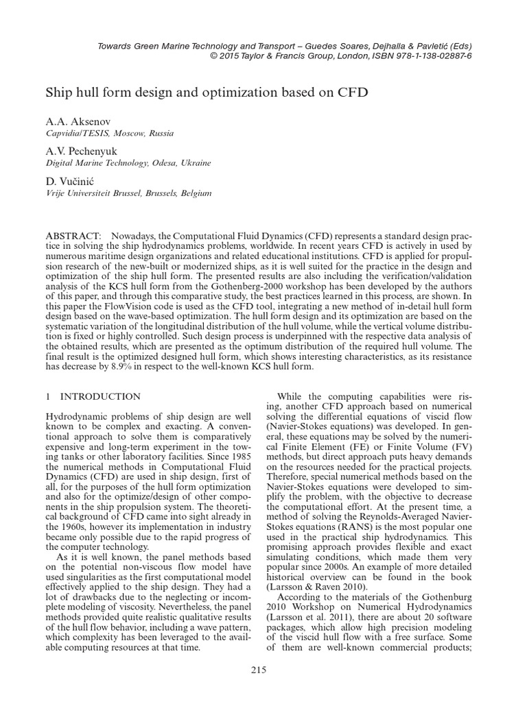 Ship Hull Form Design and Optimization Based On CFD | PDF ...