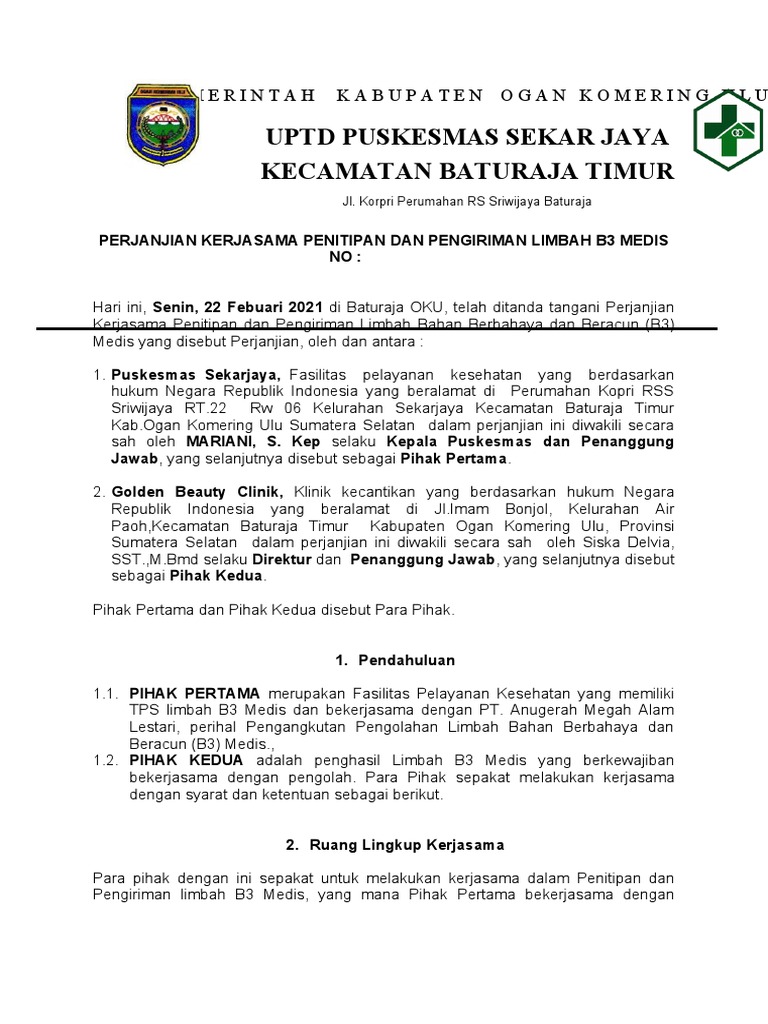 Mou Puskesmas Sekarjaya Dgn Klinik Golden Klinik Pdf