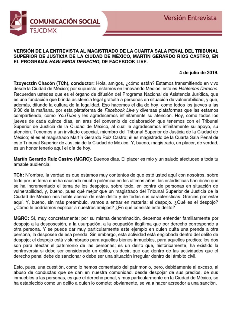 Demanda de Despojo | PDF | Posesión (Ley) | Derecho penal