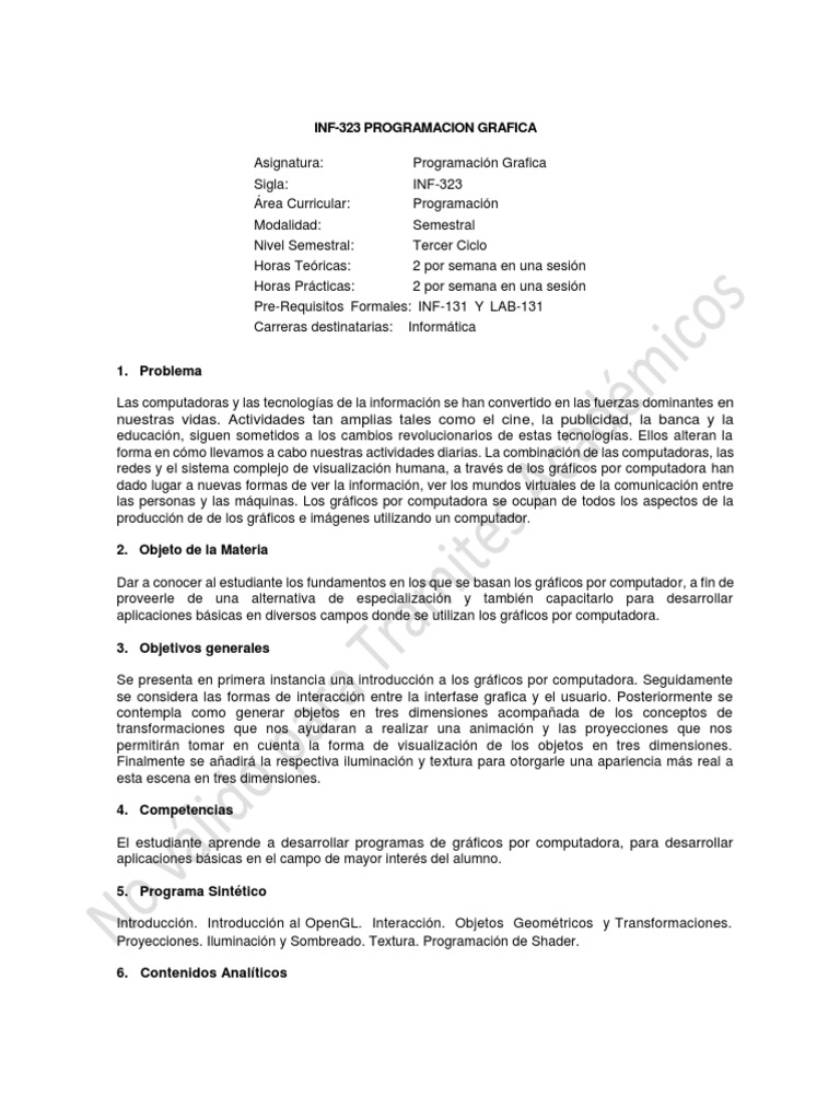Curso de Programación Gráfica INF-323 | PDF | Gráficos de computadora 3 ...