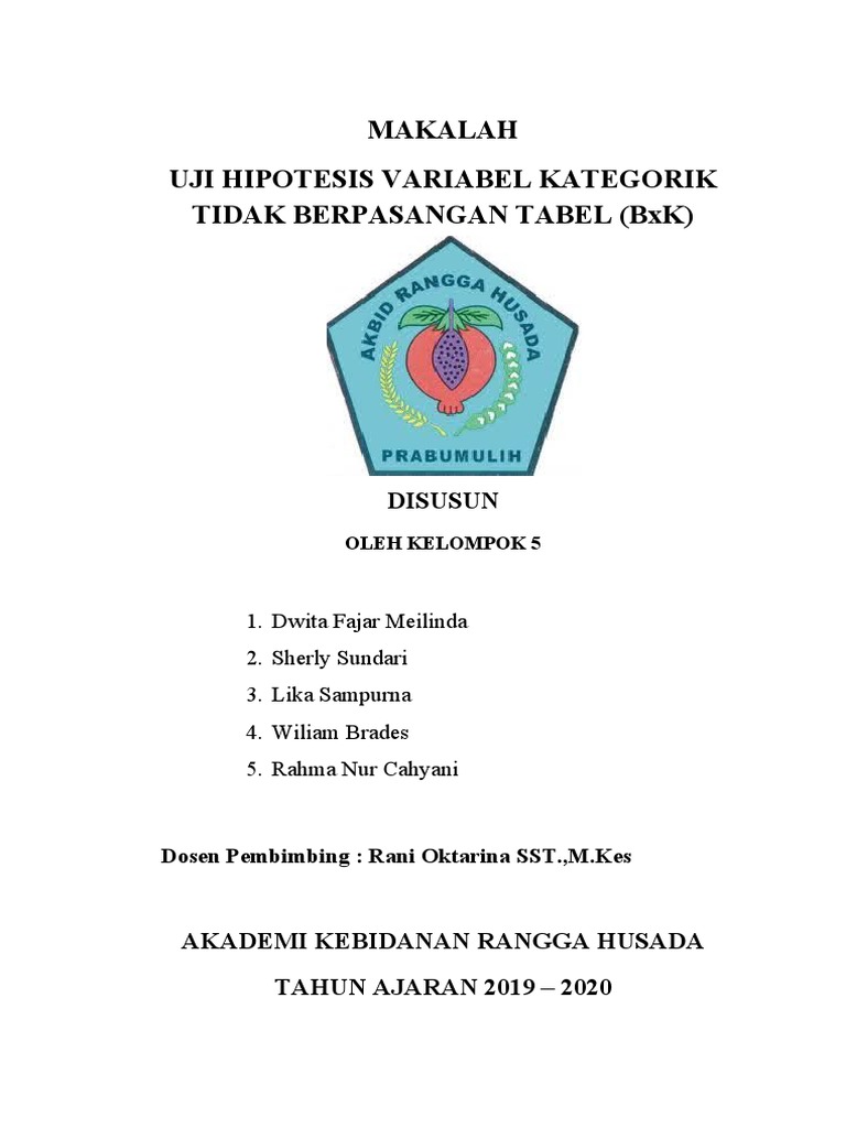 Makalah Uji Hipotesis Variabel Kategorik | PDF Makalah Uji Hipotesis Variabel Kategorik | PDF