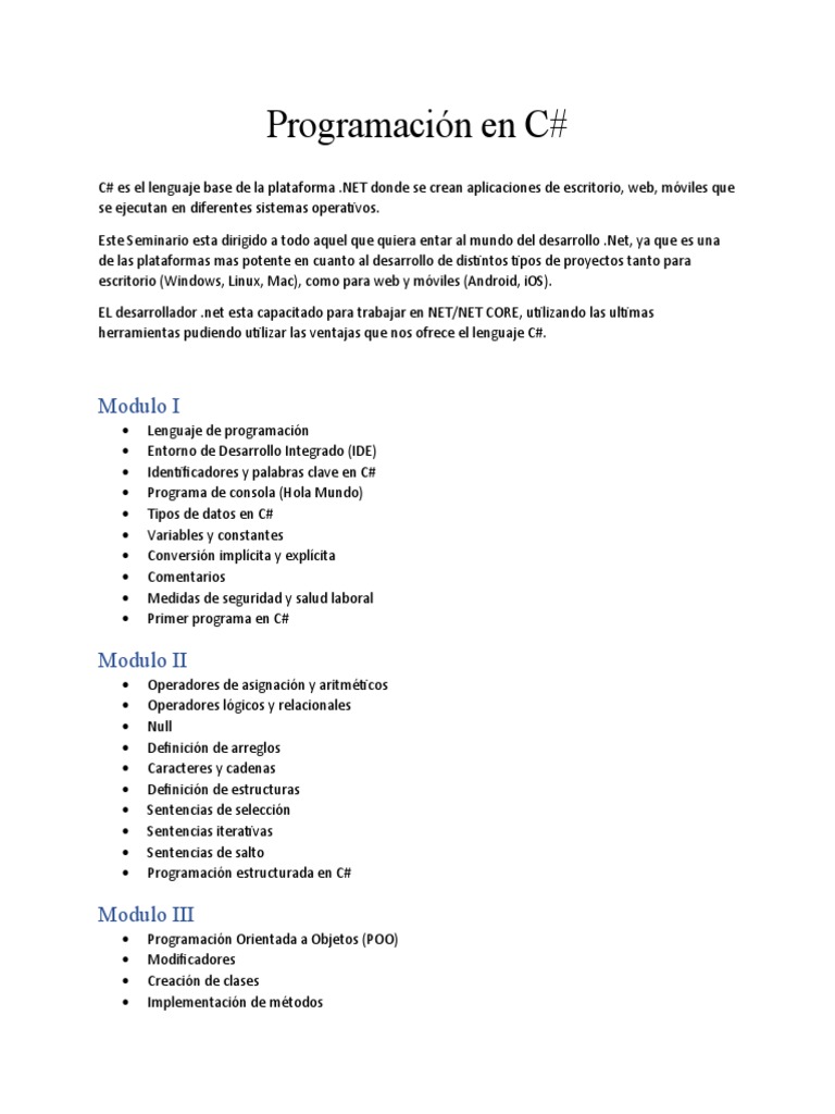 Desarrollo de Videojuegos en Unity y C Sharp | PDF | C Sharp (lenguaje de programación) | .NET ...