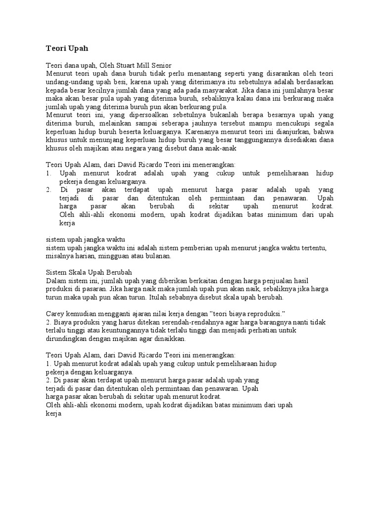 Teori Upah | PDF
