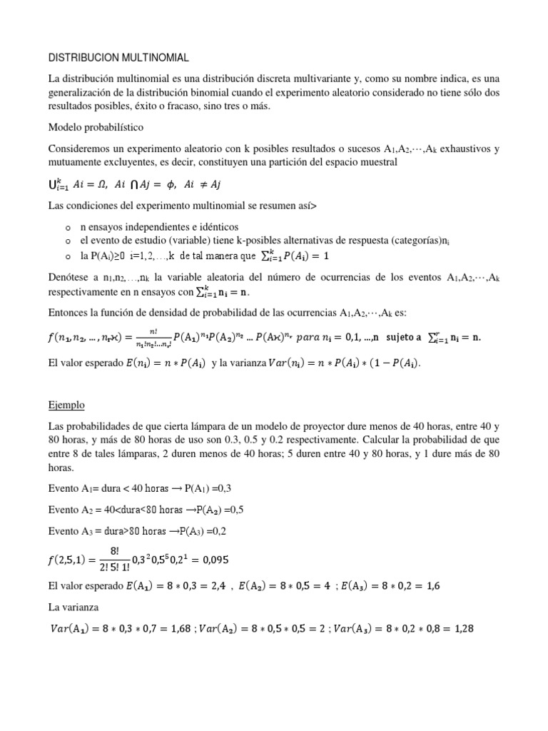 Distribución Multinomial Explicada | PDF | Métodos y materiales de ...