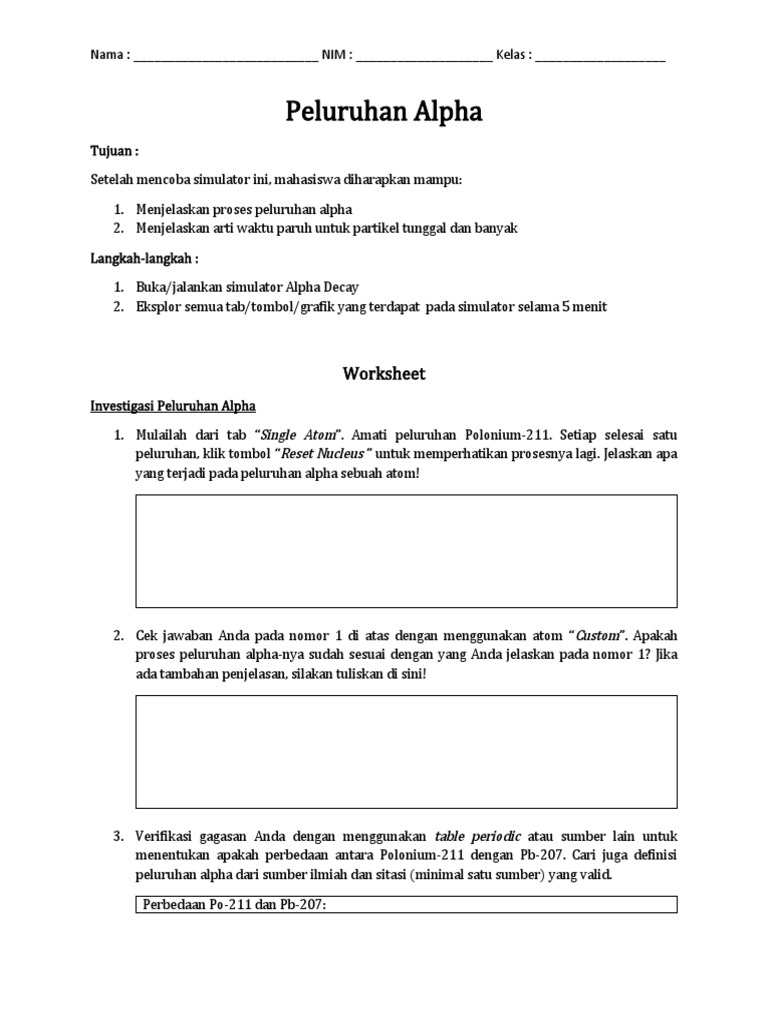 Analisis Peluruhan Alpha dan Waktu Paruh Melalui Simulasi | PDF