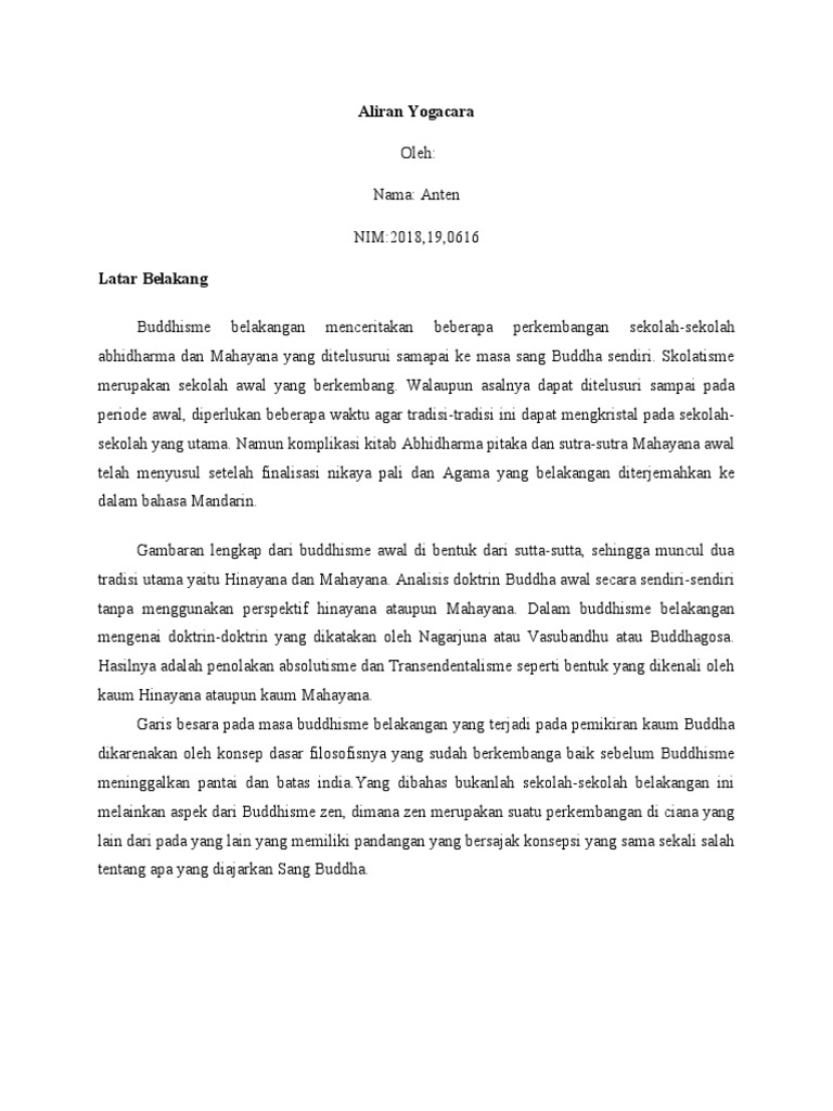 Filosofi Yogacara dalam Buddhisme | PDF