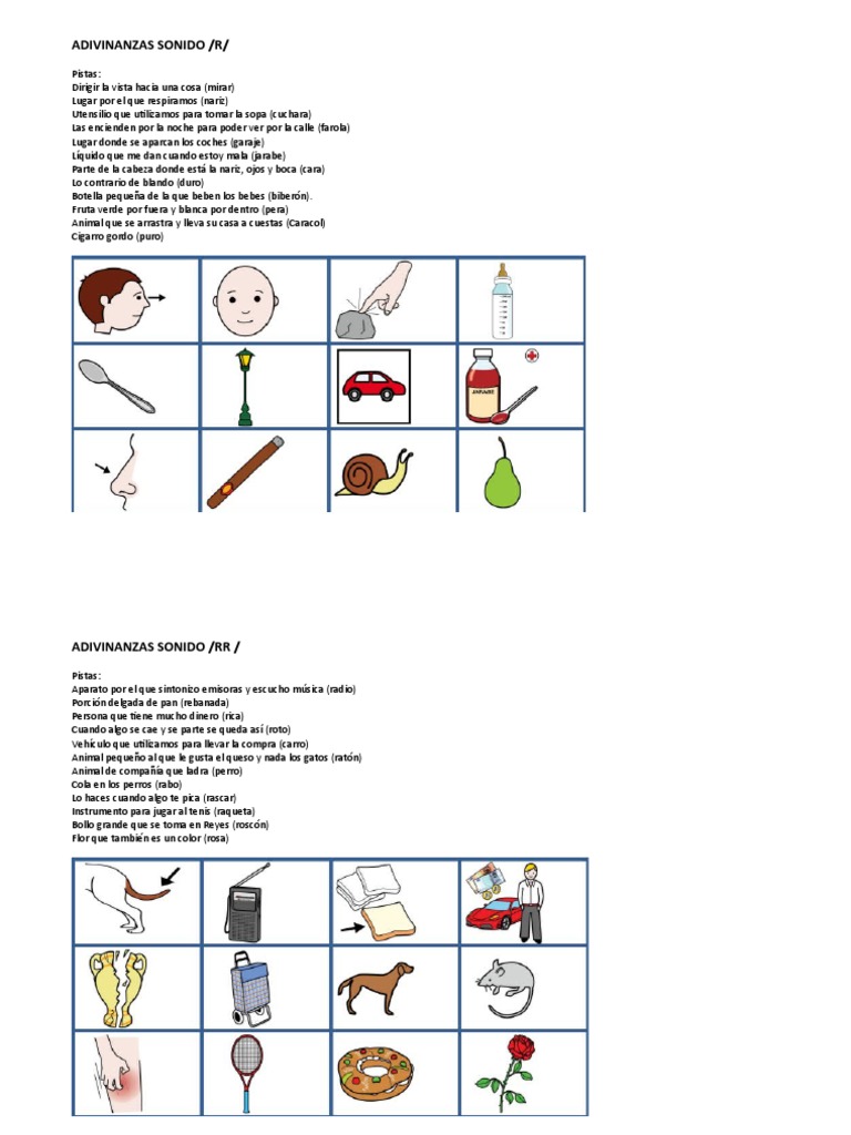 Adivinanzas Fonemas R y RR | PDF | Estudios de idiomas extranjeros