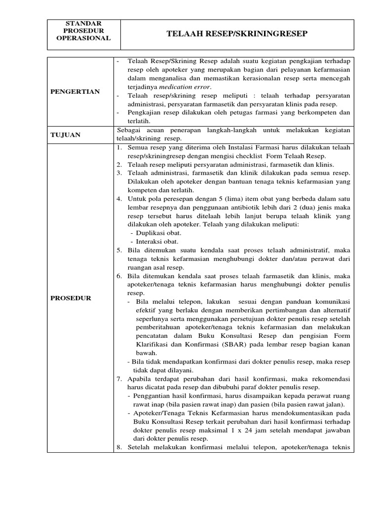 Spo Telaah Resep Screening Resep | PDF | Sains & Matematika