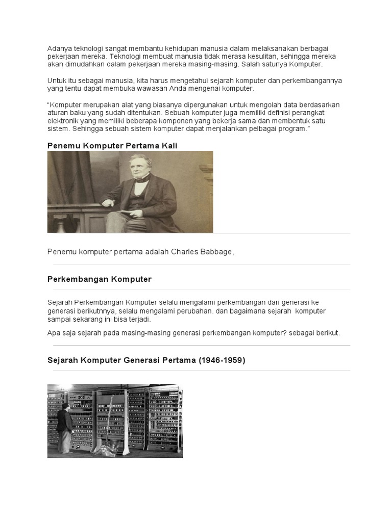 Penemu Komputer Pertama Adalah Charles Babbage | PDF