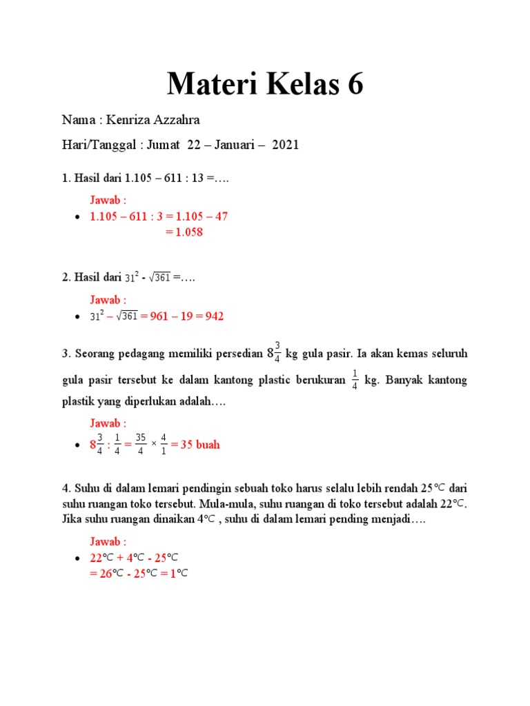 Matematika Kelas 6 | PDF