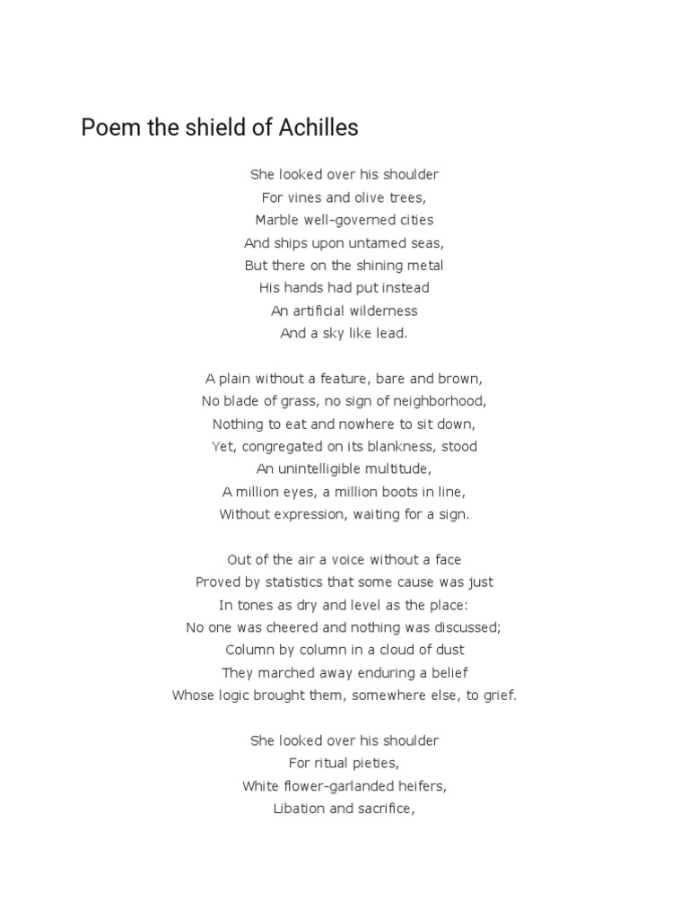 Poem The Shield of Achilles | PDF | Unrest