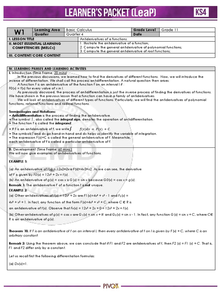 Basic Calculus Grade 11 Quarter 4 | Download Free PDF | Function ...
