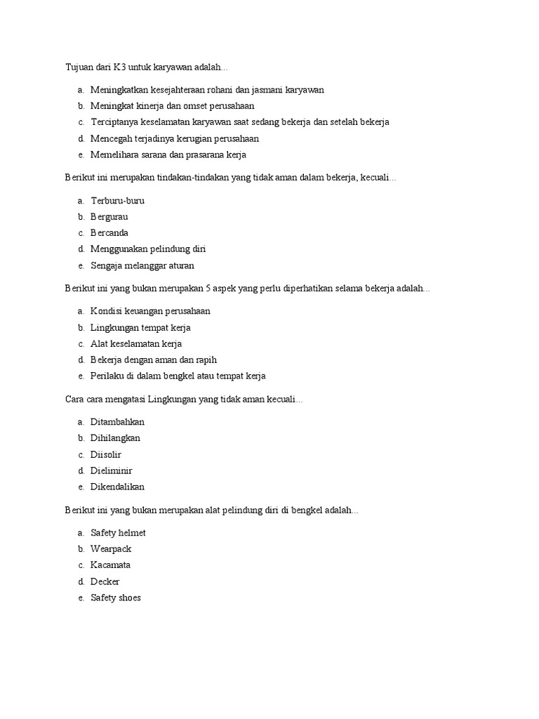 Ulangan 1 TDO K3, APAR & Kontaminasi | PDF