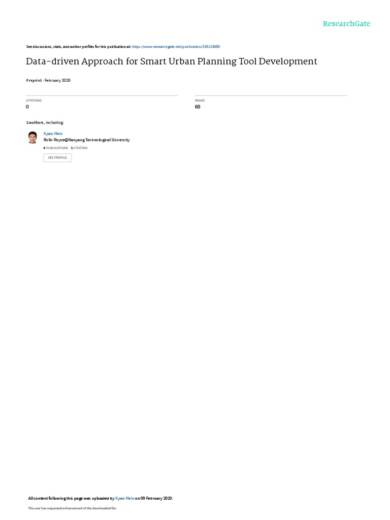 Data Driven Approach For Smart Urban Planning Tool Development Pdf