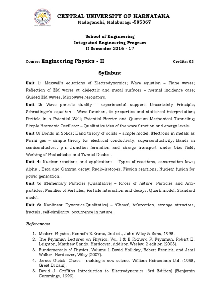 Engineering Physics II Syllabus Overview | PDF