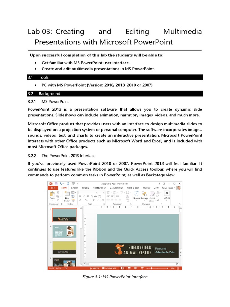 Lab 03: Creating and Editing Multimedia Presentations With Microsoft ...