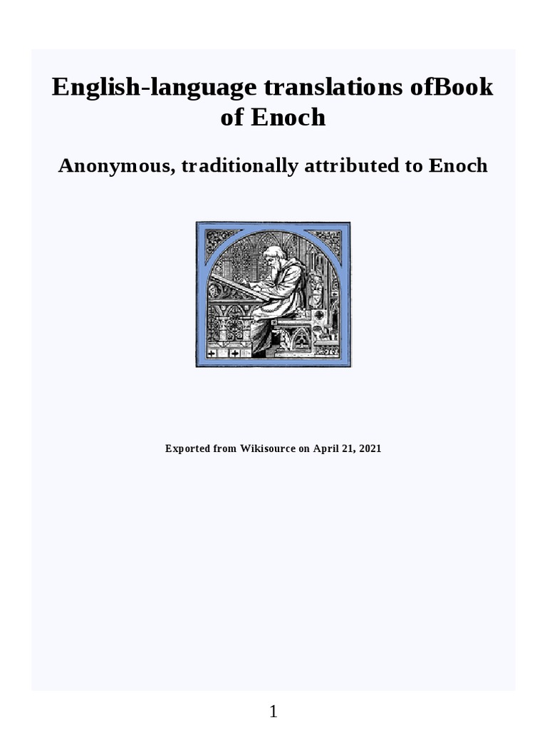 English-Language Translations Ofbook of Enoch: Anonymous, Traditionally ...