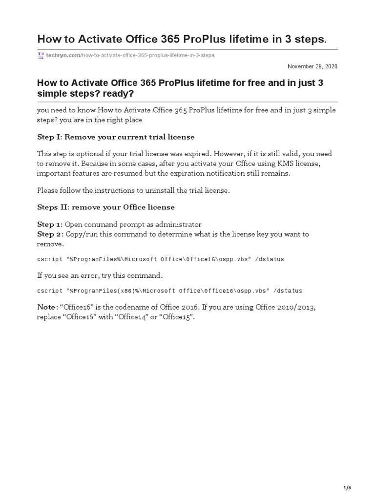 How To Activate Office 365 ProPlus Lifetime in 3 Steps | PDF | Office ...
