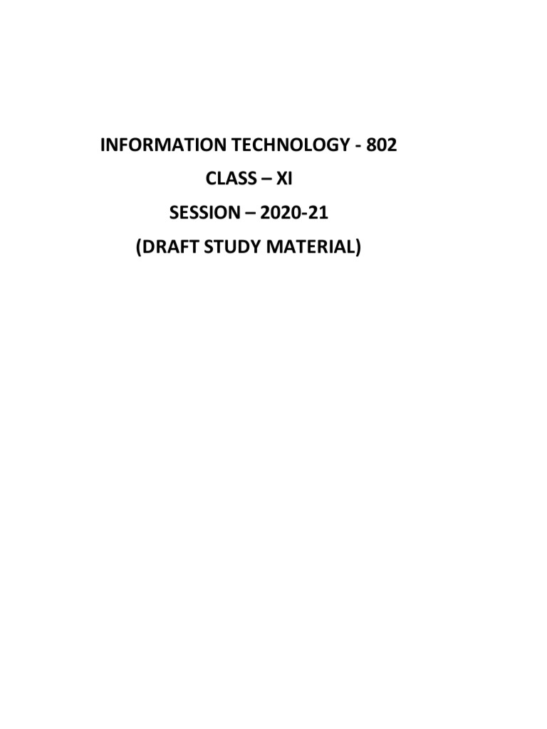802-Information Technology Class - XI | PDF | Computer Data Storage ...