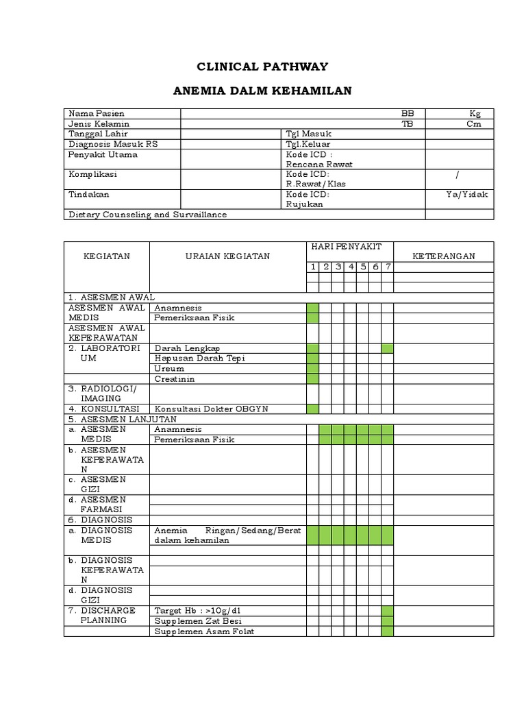 Clinical Pathway Anemia Dalam Kehamilan | PDF