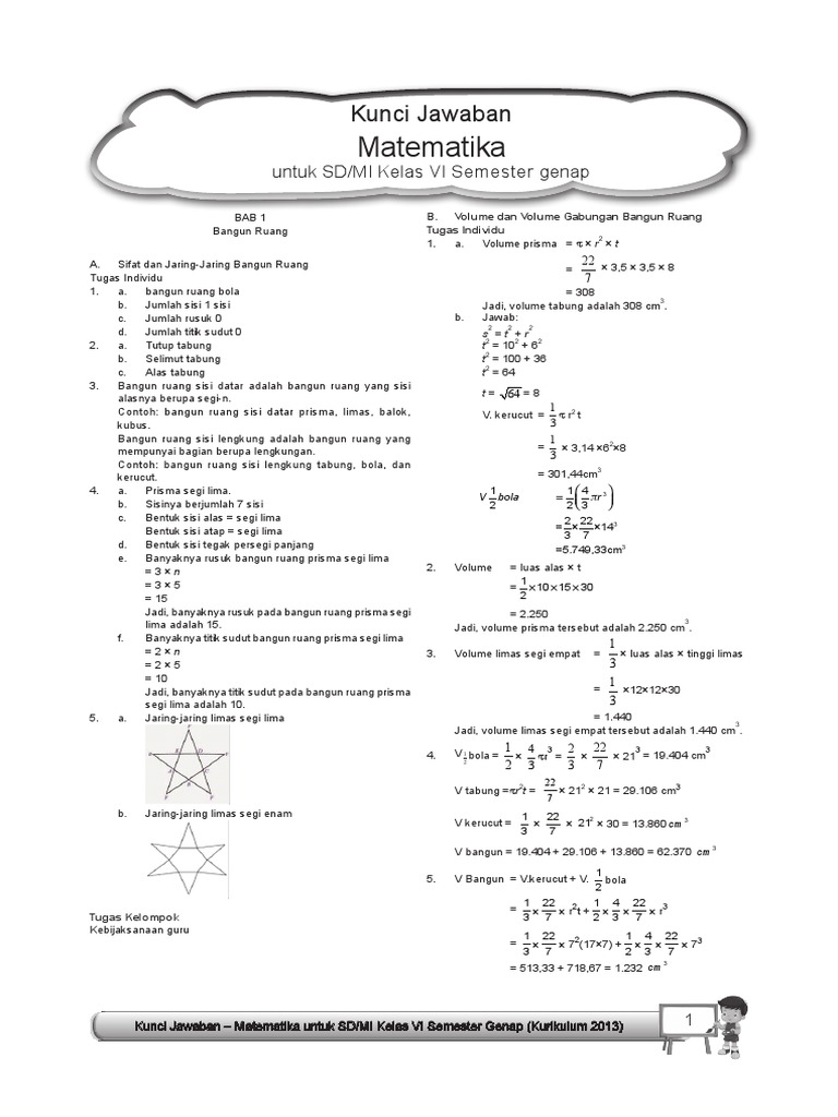 Kunci Matematika 6 Genap | PDF