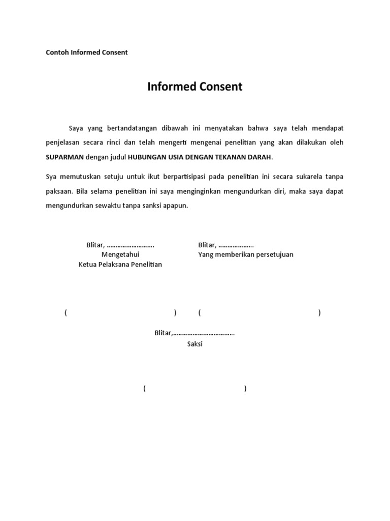 Contoh Informed Consent | PDF